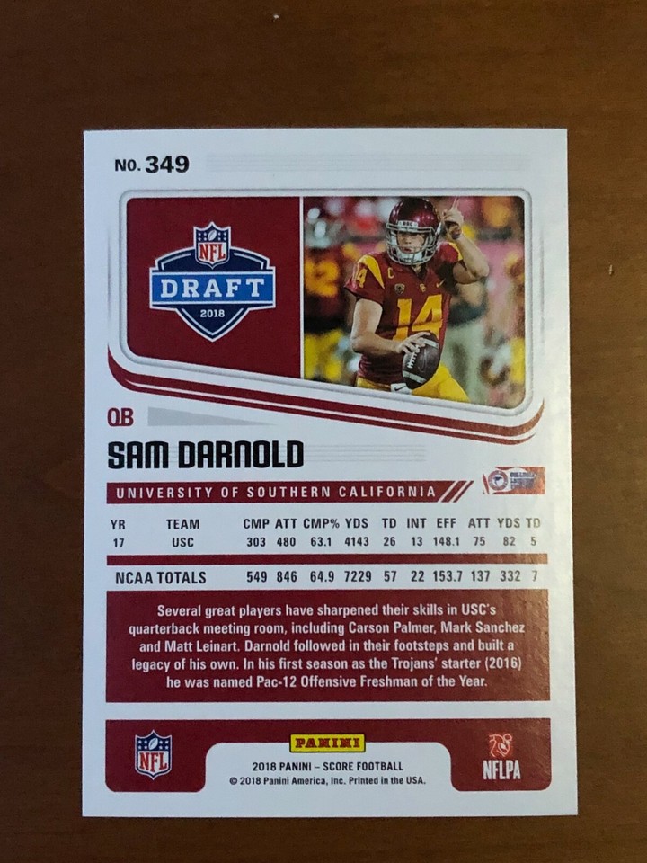 Sam Darnold Score Rookie Card, 2018 rc #349! | eBay