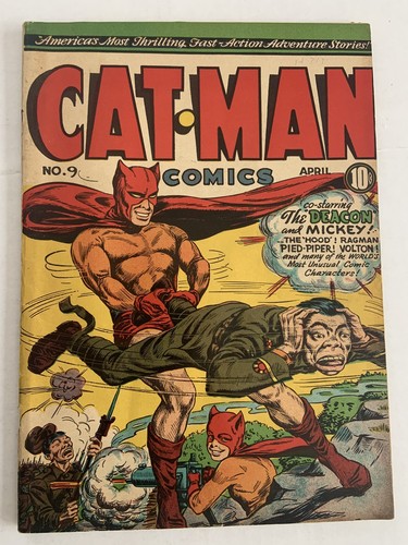 Cat-Man Comics #9 , Holyoke Publishing , Golden-age WW2 Cover , RARE ...