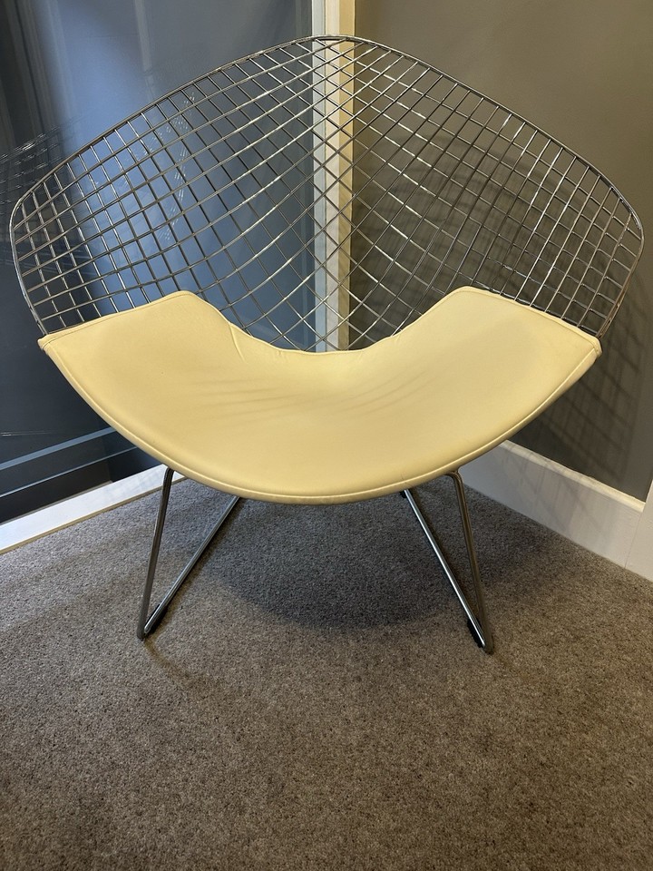 Wire Diamond Chair Harry Bertoia Inspired Modern Chair White Seat Exc ...