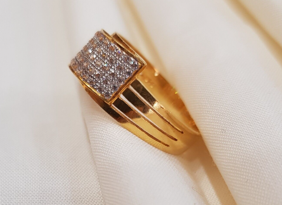 22K Real Gold Men Ring Yellow Gold Genius High Finish Real Fine ...
