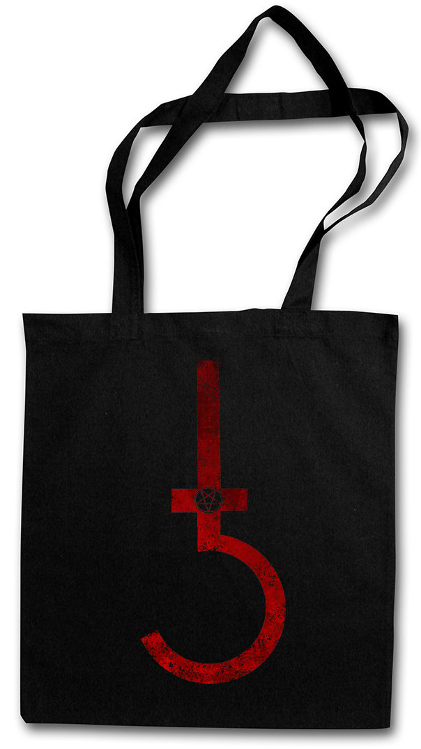 SATANIC CROSS SHOPPER SHOPPING BAG Symbol Pentagram 666 Sign Church of ...