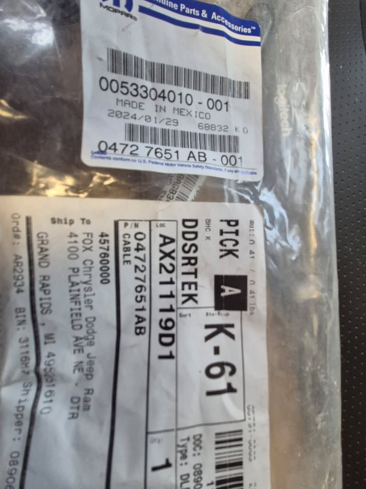 Genuine Mopar Battery Negative Wiring 4727651AB | eBay