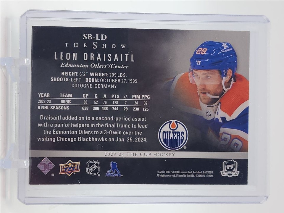 LEON DRAISAITL 2023-24 UD THE CUP THE SHOW BLACK OILERS /99 Q4271 | eBay