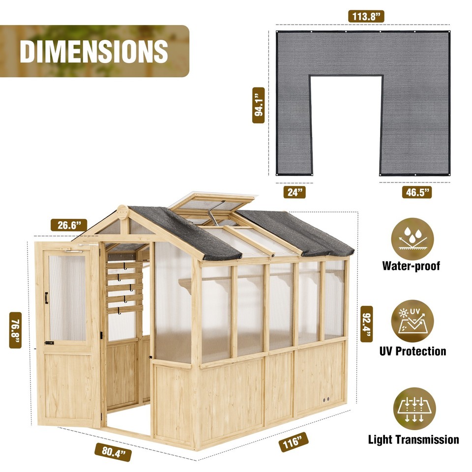 EAGLE PEAK 6.7x9.7x7.7 ft Wood and Polycarbonate Walk-in Greenhouse | eBay