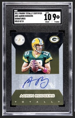 2011 Totally Certified Aaron Rodgers Signatures Gold /15 Graded SGC 9 ...