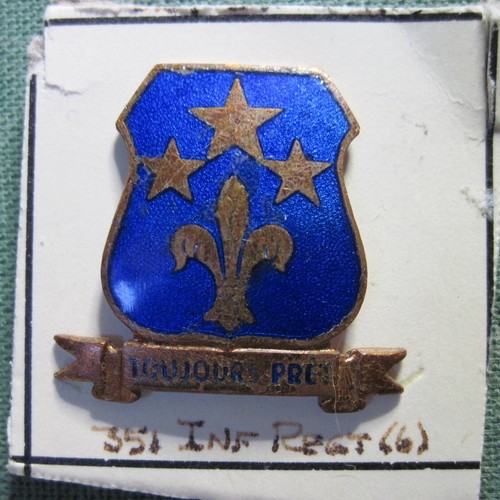 Army DI dui PB pinback 351st INFANTRY REGIMENT MASSARO Italy made 88 ...
