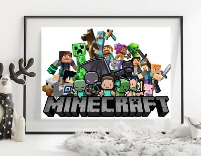 minecraft A4 print,nursery wall art gaming prints, gift for him Kids ...