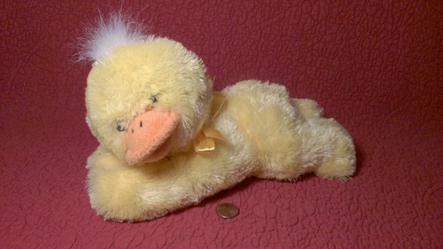 10" Goffa Laying DUCK DUCKLING floppy yellow plush stuffed bean bag toy ...