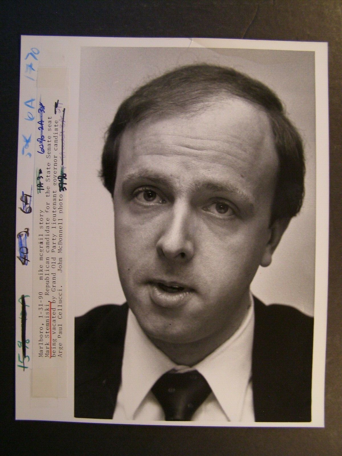 Glossy Press Photo 1990 Mark Stemniski Republican Candidate for State ...