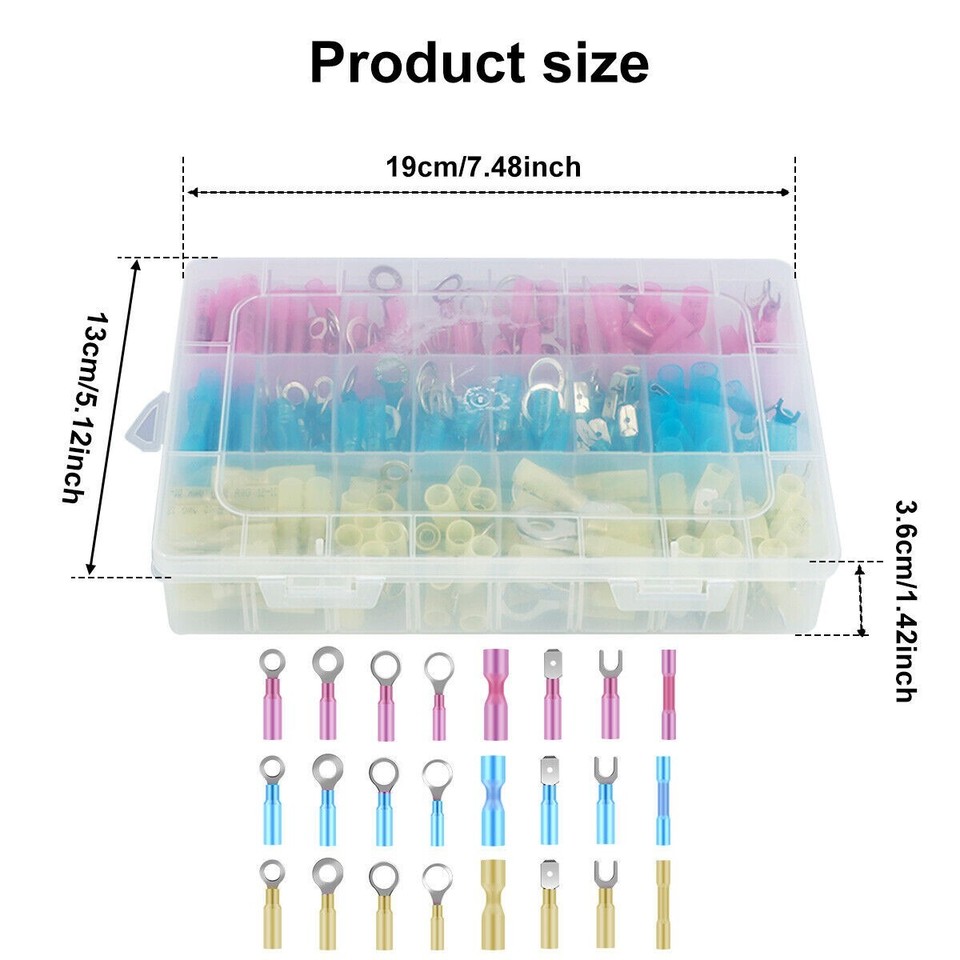 250x Heat Shrink Wire Connectors Electrical Ring Fork Spade Crimp ...