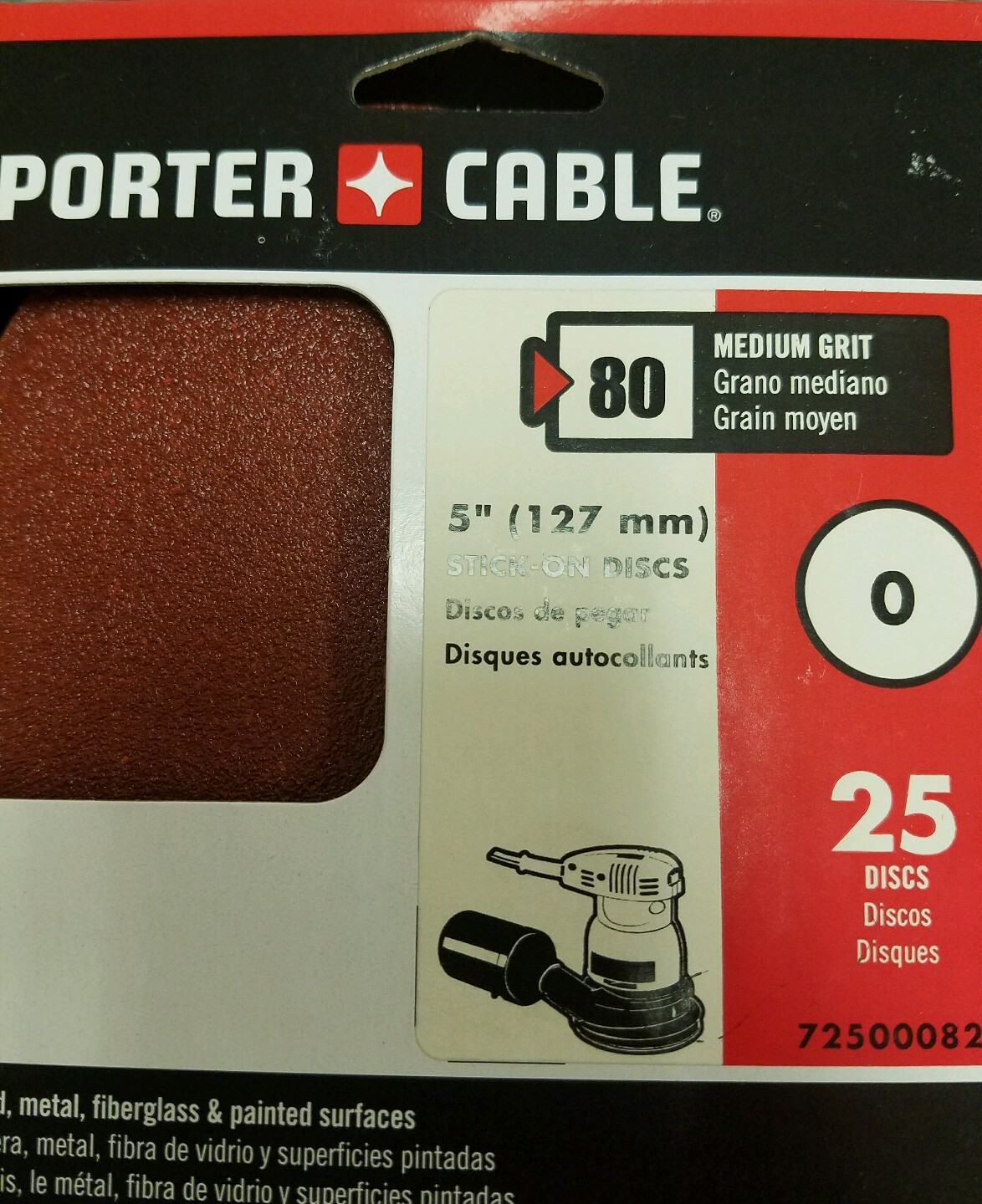 PORTER CABLE 725000825 5 INCH PSA ALUMINUM OXIDE NO HOLE 80 G DISC (25 ...