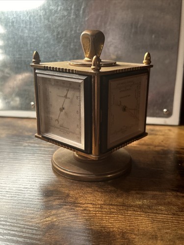 FINE IMHOF BRASS WEATHER STATION CLOCK BAROMETER HYGROMETER SWISS-SALEM ...