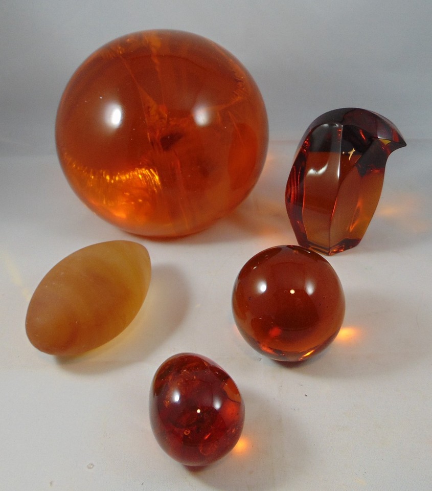 Amber group: Ancient amber egg, fractal resin ball, crystal penquin, art glass | eBay