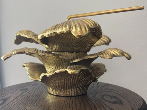 Chatsworth Gold Botanical Leaf Gel Fuel Tabletop Fire Bowl & Snuffer In ...