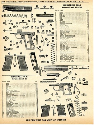 1957 Print Ad of Bernardelli VB 32 380 & 25 Cal Pistol Parts List | eBay