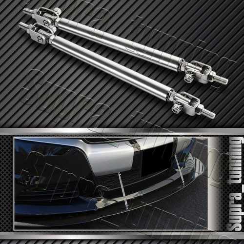 Adjustable Silver Bumper Splitter Lip Spoiler Strut Support Rod Tie Bar ...