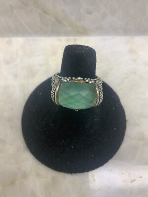Barbara Bixby Ring 6 Chrysoprase Doublet 925 Sterling Silver, 18k Gold Beauty | eBay