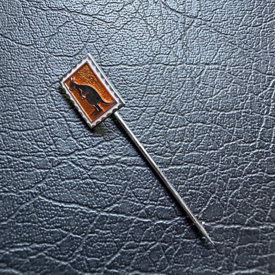 Vintage Orange enamel Kangaroo Stamp Lapel Pin Badge Made by Stokes ...
