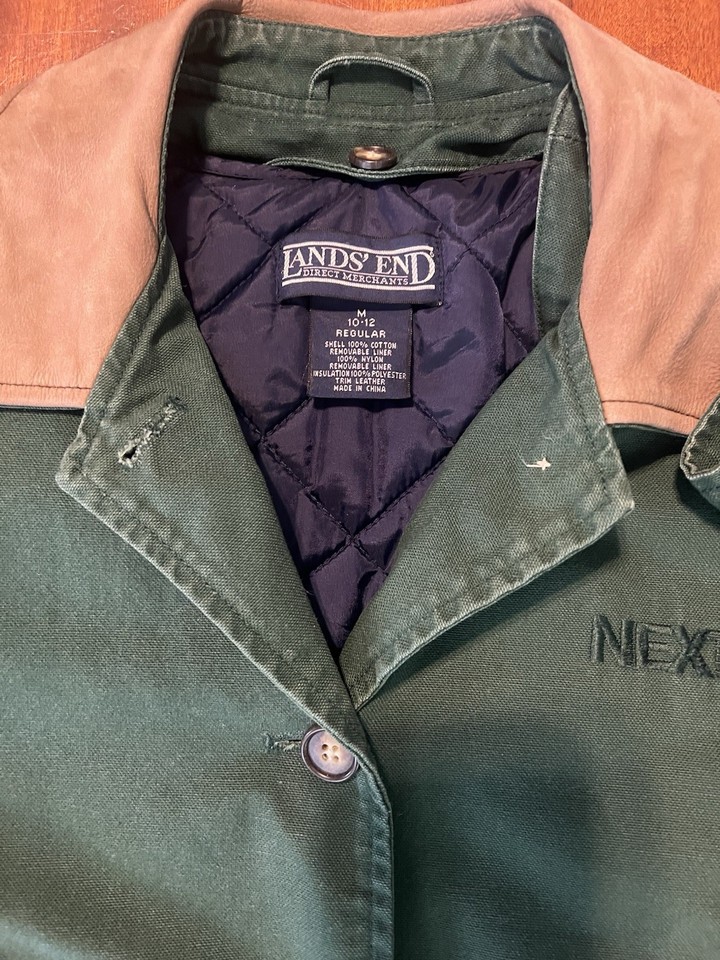 Lands End Jacket Womens Medium Green Canvas Chore Barn Coat Removable ...