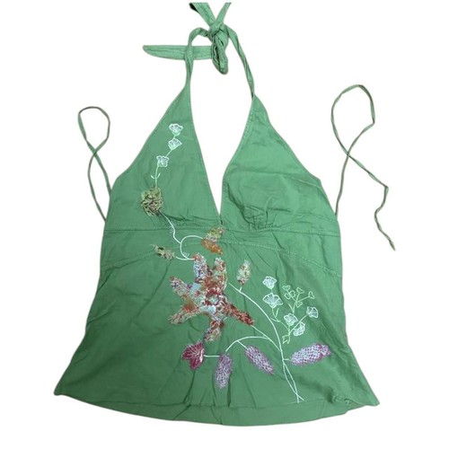 Kawai green halter top with embroidery japanese sz S | eBay