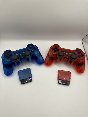 2 Pack of Playstation 2 Controllers PS2 Wireless Bluetooth Console Red ...