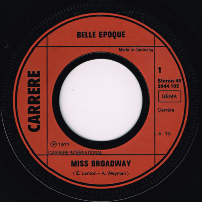 Belle Epoque Miss Broadway 7", Single 1977 Disco (VG / Generic) Vinyl ...
