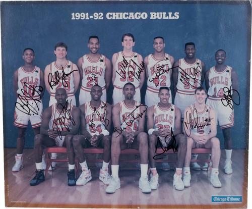 Michael Jordan 1991-92 Chicago Bulls NBA Champs Team Signed 18x21 ...