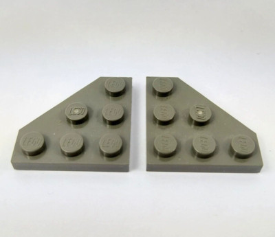 LEGO x2 DkGray Wedge Plate 3x3 Cut Corner Réf 2450 Set 4482 10030 7151 ...