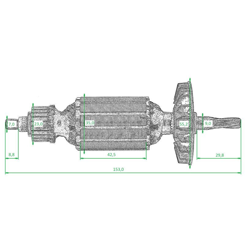 f Bosch Rotor Motor Anker BH2-24MES BHE2-24LR BHD-2-EC BHD-2 230V Brush ...