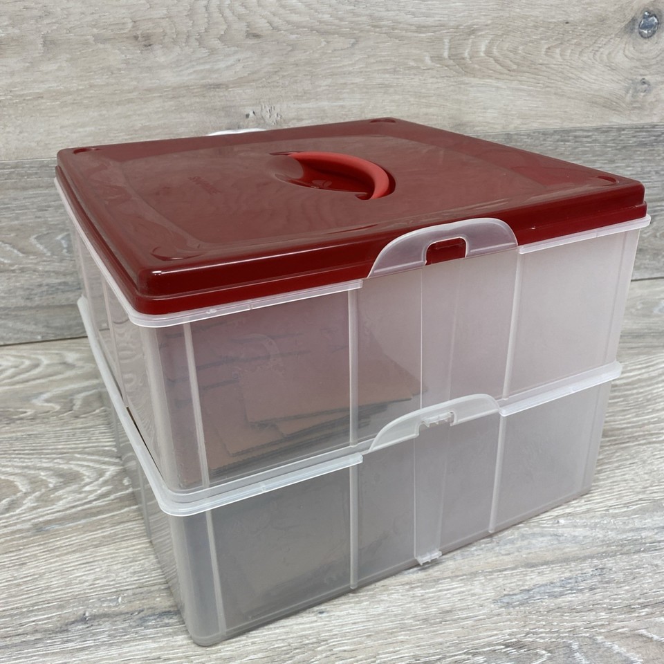 Snapware Snap 'N Stack Ornament Red Storage Container w/ Dividers Hold ...