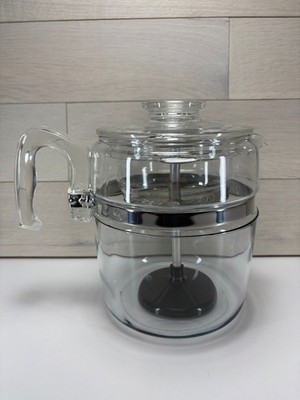 Vintage Pyrex Flameware Glass Stovetop Coffee Pot Percolator 6 / 9 Cup ...