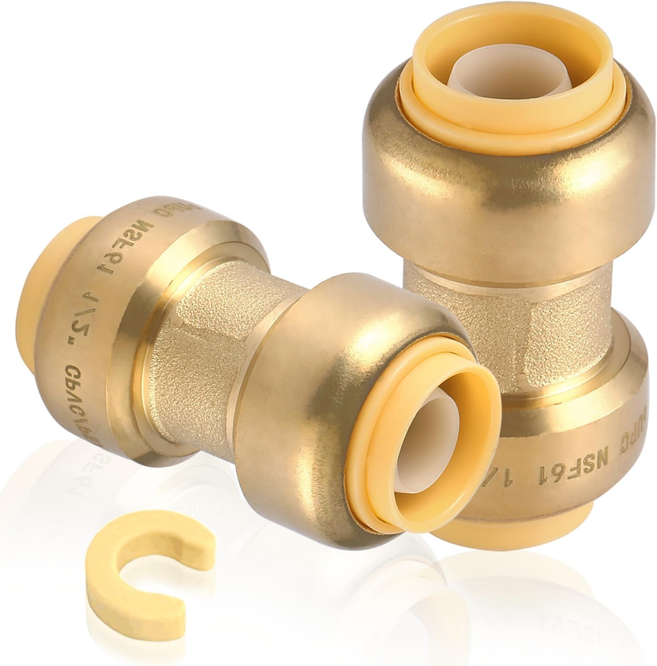 2-Pack Pushfit Coupling, 1" X 1" Push to Connect Plumbing Fittings with ...