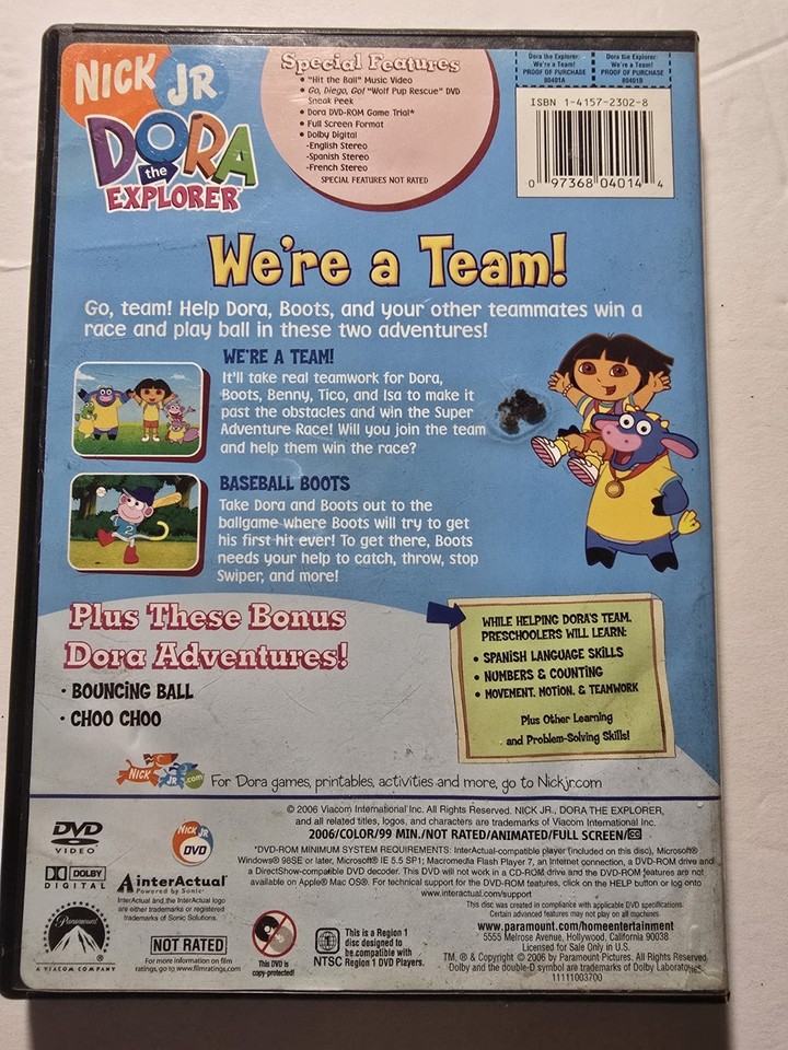 Nick Jr. Dora the Explorer: We're a Team! DVD Full Screen NTSC NR 2006 ...