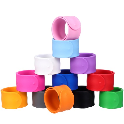 12 Pcs Silicone Wrist Ring Child Party Bracelets Slap-on Wristband | eBay