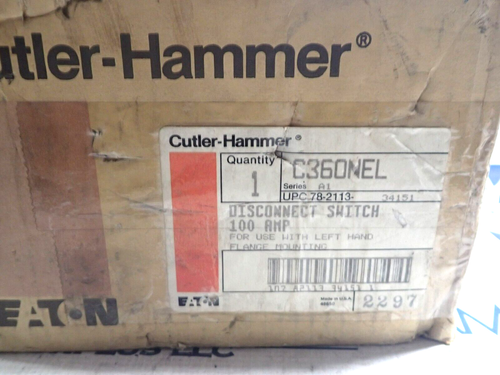 New Cutler Hammer C360NEL 100Amp Disconnect Switch For Left Hand Flange ...