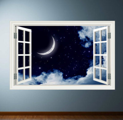 Full Colour NIGHT SKY MOON Dream wall art sticker decal transfer ...