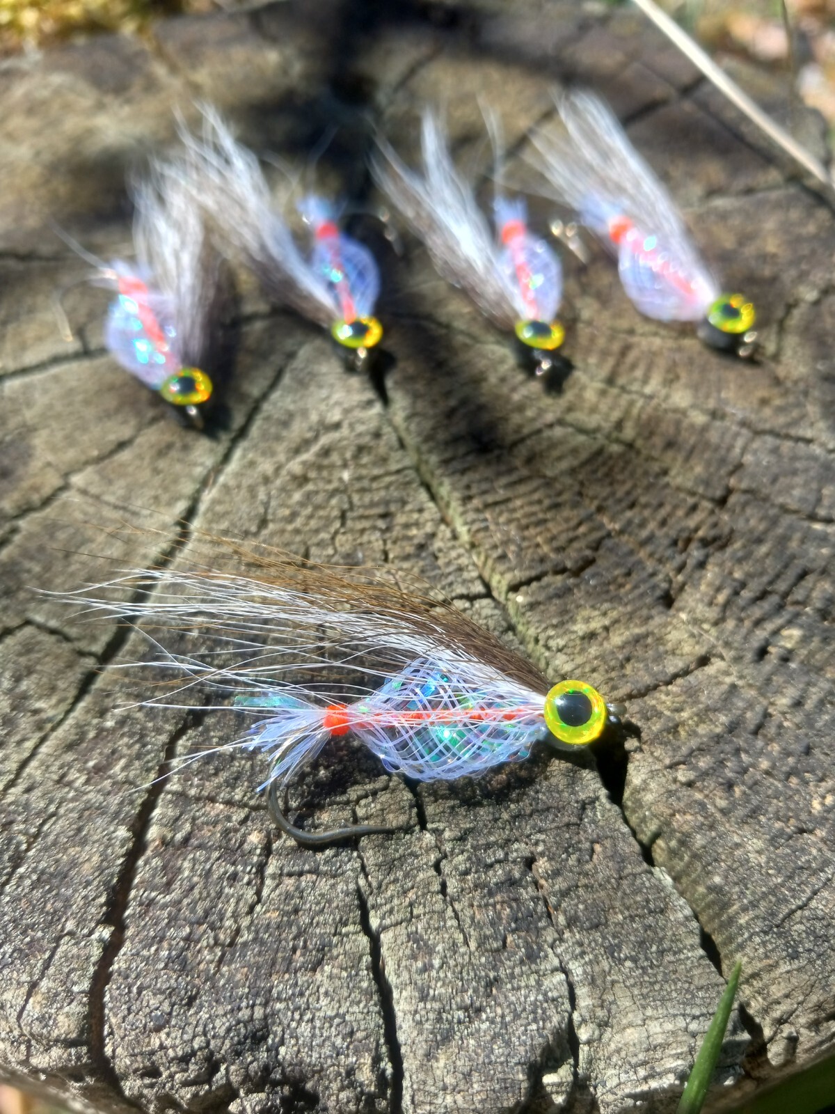 (Lot 6) Sz 4 BLOATED SHINER Bucktail Flies Walleye WhiteBass Panfish ...