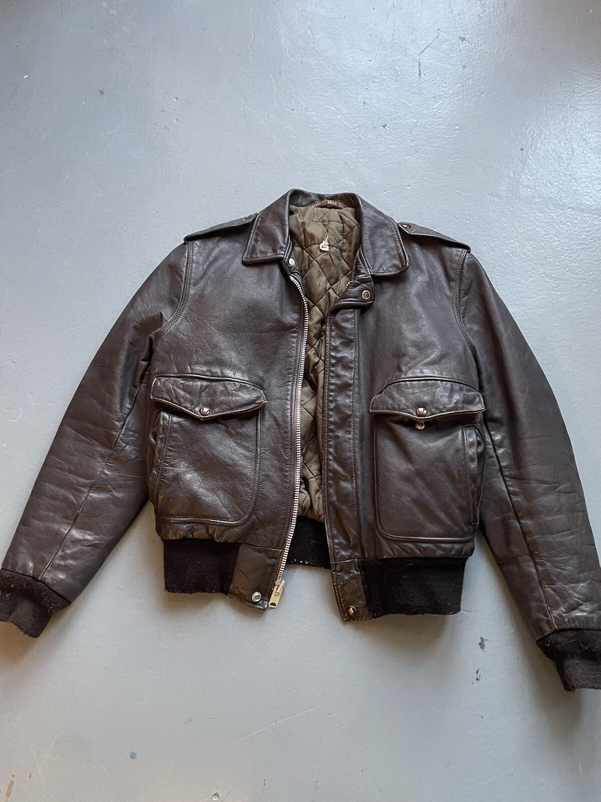 Vintage Military Schott A2 Flight Bomber Jacket Size … - Gem