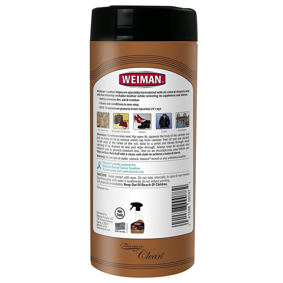 Weiman 30 LEATHER WIPES AUTO INTERIORS HOME FURNITURE SHOES COATS ...