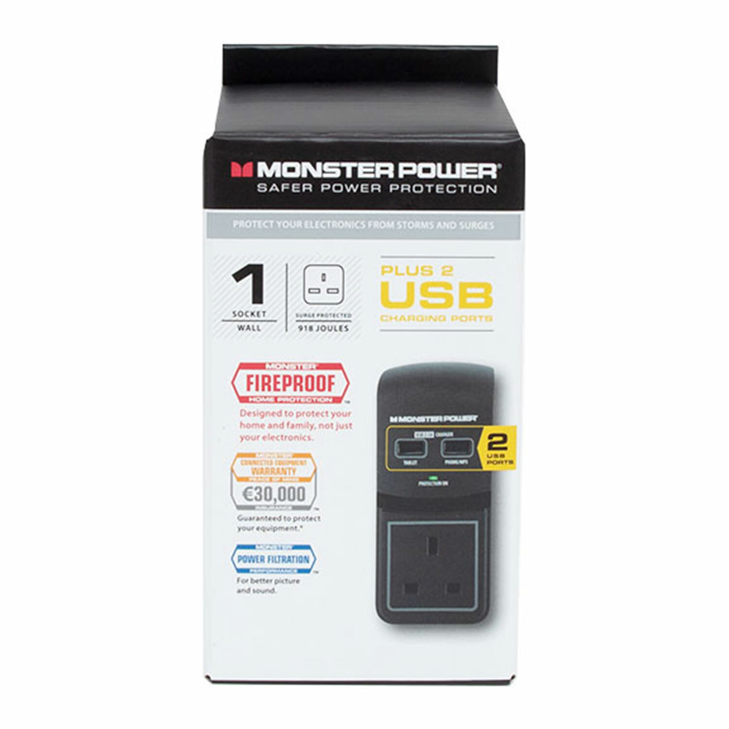 Monster Power Surge Protected Extension Adapter With USB Charging Ports ...