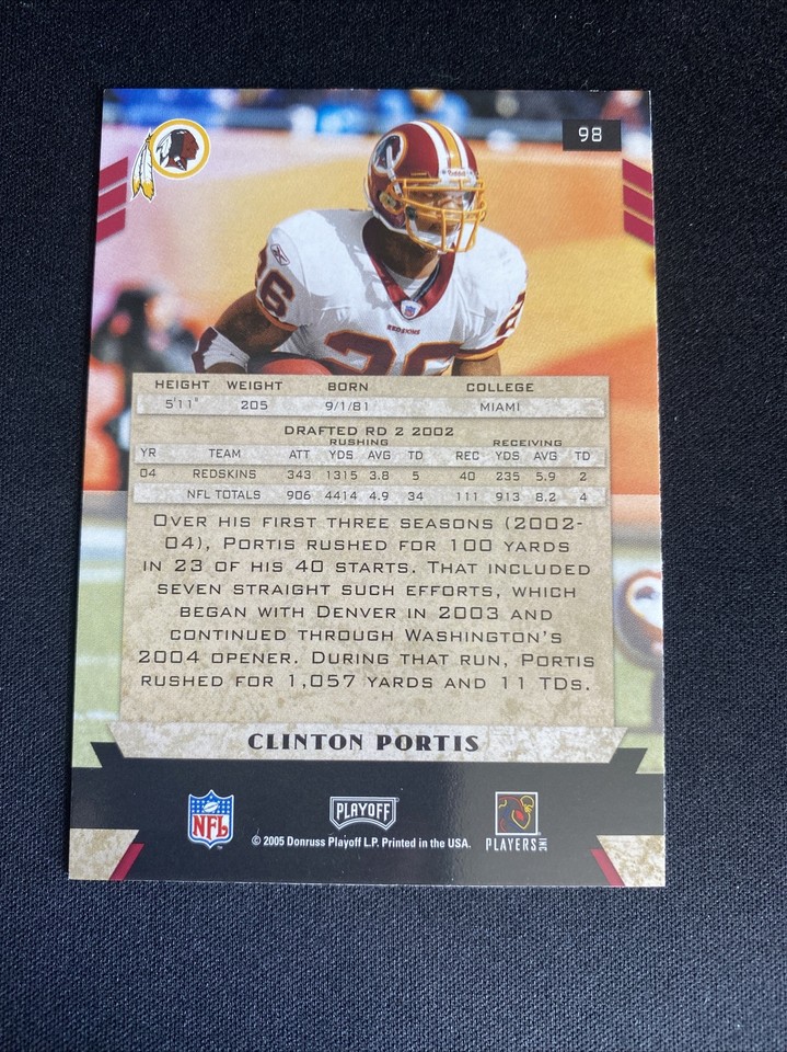 2005 Playoff Honors Clinton Portis Auto #ed 7/15 Redskins | eBay