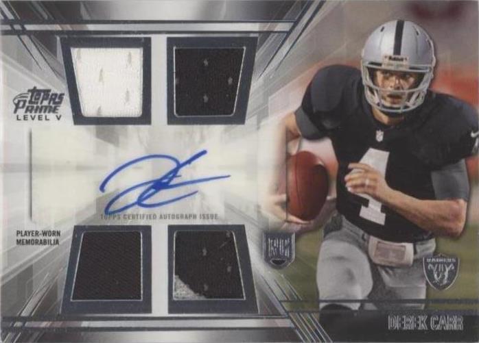 2014 Topps Prime - Level 5 Autographed Relic Derek Carr #PV-DC (AU, MEM ...