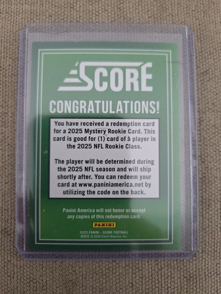 Panini 2025 Score Football Mystery Rookie Redemption Card #304 Mystery ...