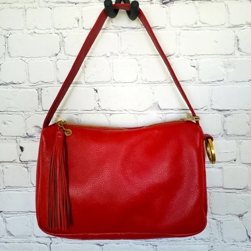 NWT HOBO brand red pebble leather shoulder handbag Retired | eBay