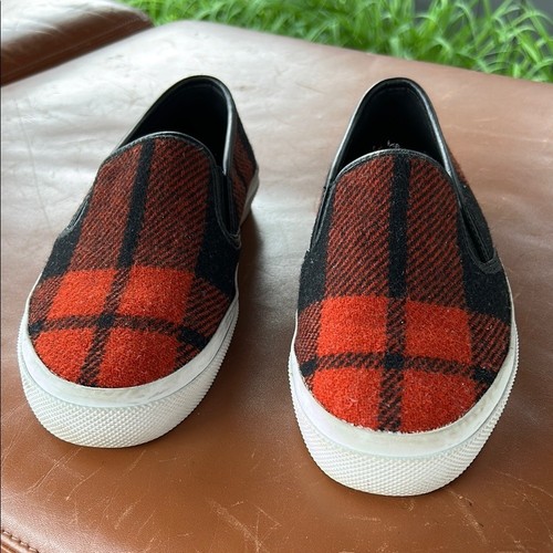 Coach Chrissy Red Black Plaid Wool Slip-On Sneakers Women's Size 6.5 | eBay