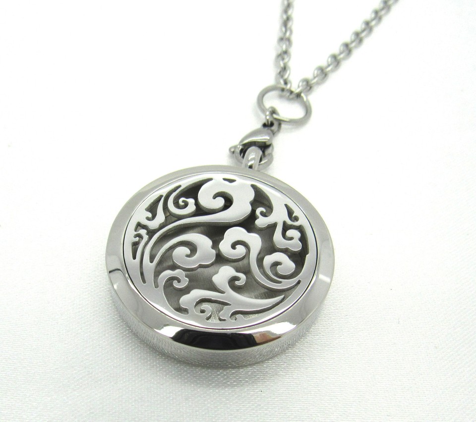 Stainless Steel Cloud Aromatherapy Diffuser Locket Pendant Necklace ...