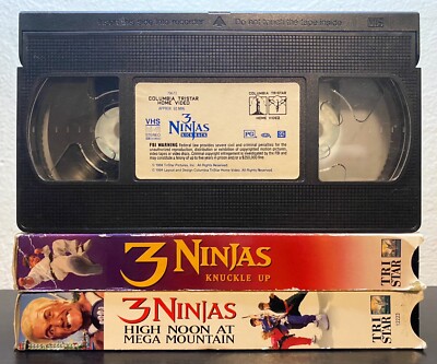 3x 3 Ninjas VHS Lot w/ Screener (Kick Back, Knuckle Up, High Noon Mega ...