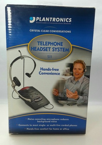 Plantronics S11 Telephone Over-The-Head Headset System BLACK New In Box ...