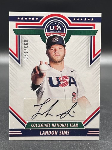 2022 USA Stars & Stripes LANDON SIMS Auto AUTOGRAPH Free Shipping 093/ ...