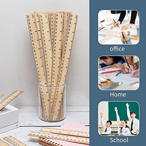 60 Pack Wooden Ruler 12 Inch Rulers Bulk Wood Measuring Ruler Office ...